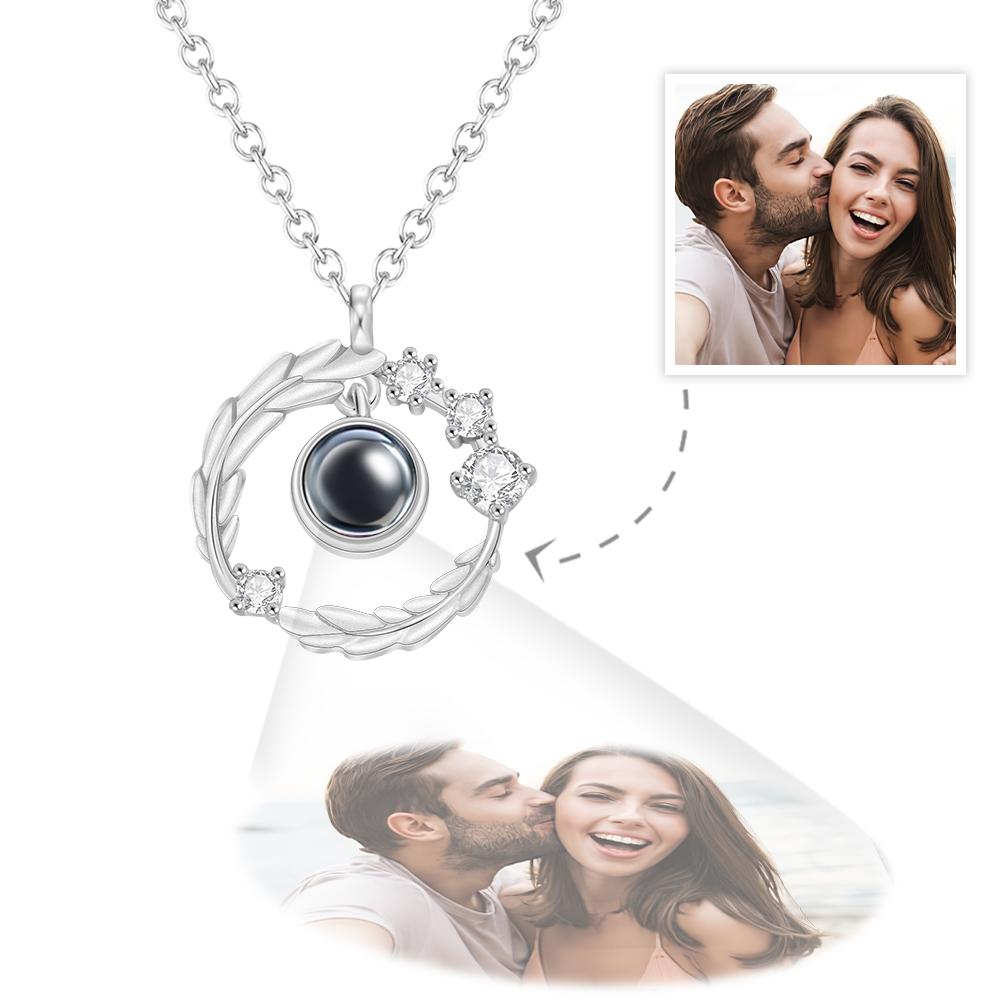 Custom Wreath Jewelry Photo Projection Necklace 925 Sterling Silver ...