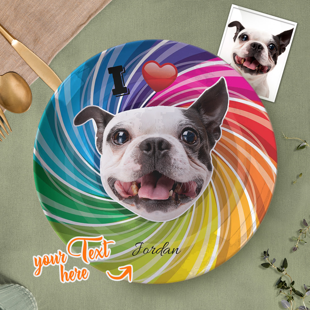 Custom Dog Face Colorful Ceramic Dinner Plate Dinnerware For Pet ...