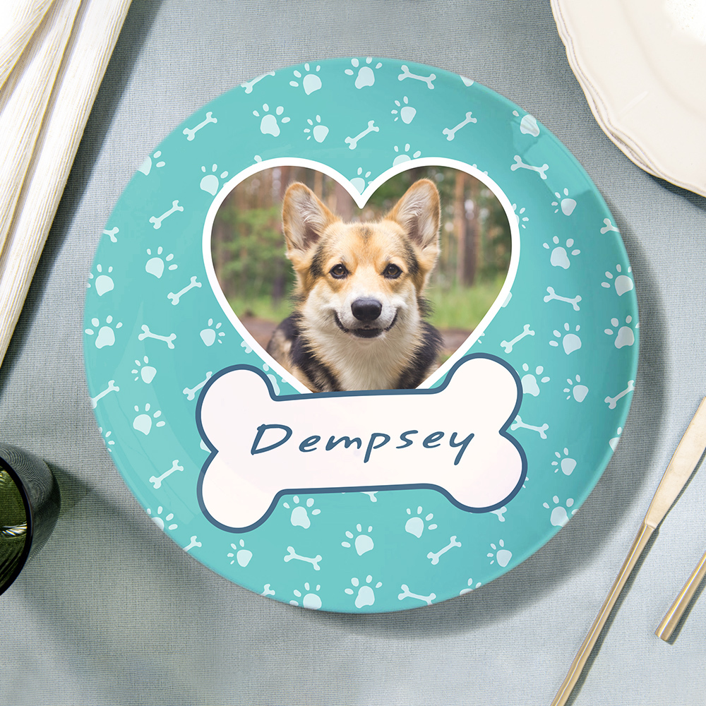 Personalized Pet Name Photo Ceramics Dinner Plates For Pet - MadeMine ...