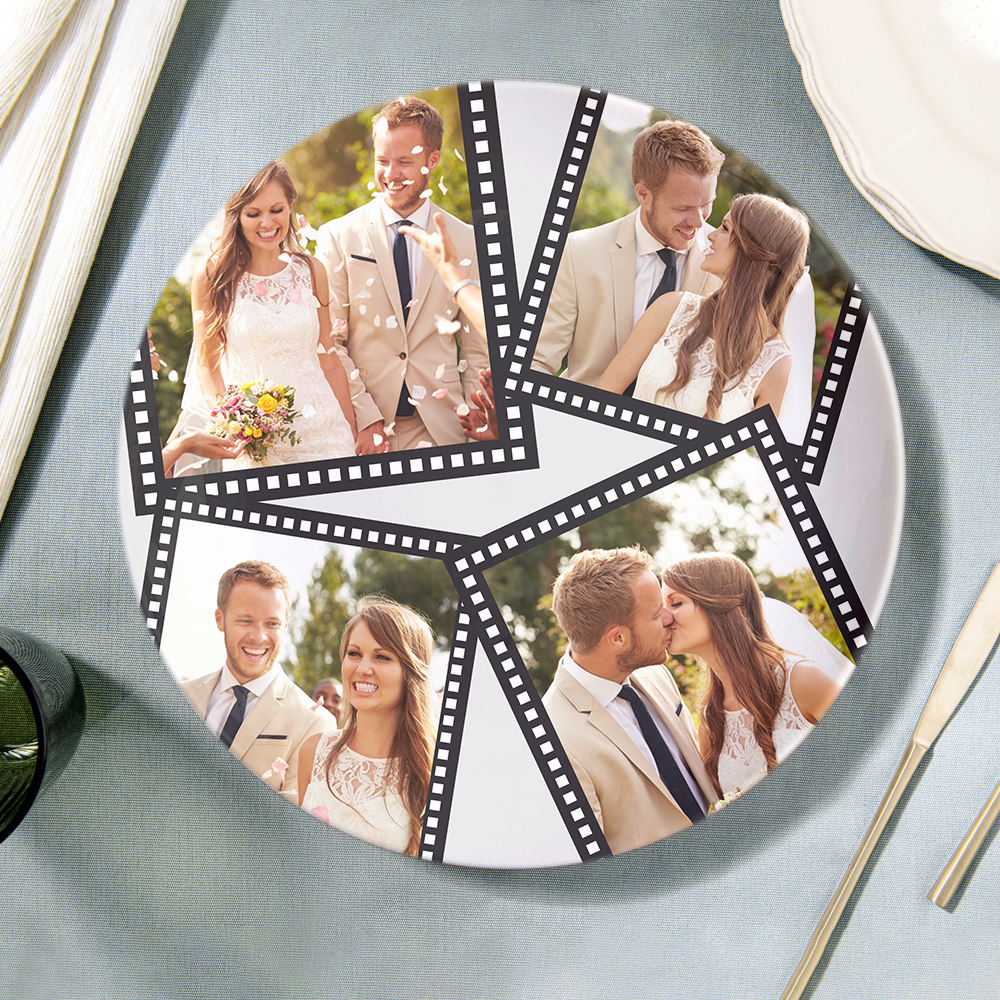 Customized 4 Pictures Ceramic Plates Decorative Wedding Dinner Plate ...