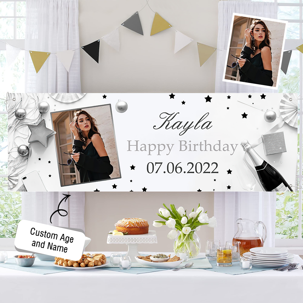 Custom Happy Birthday Banner Personalized Birthday Party Backdrop ...