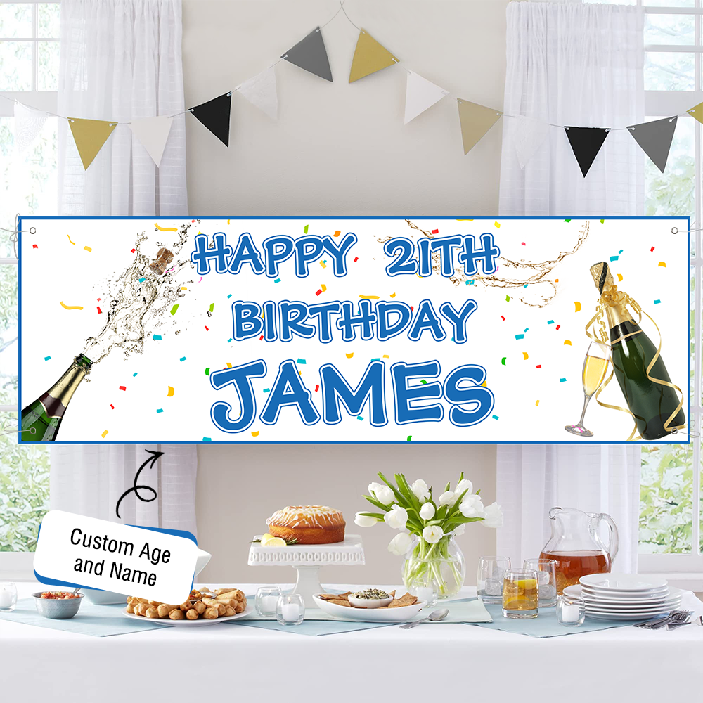 Custom Name Birthday Banner Party Backdrop Decorations - MadeMine ...