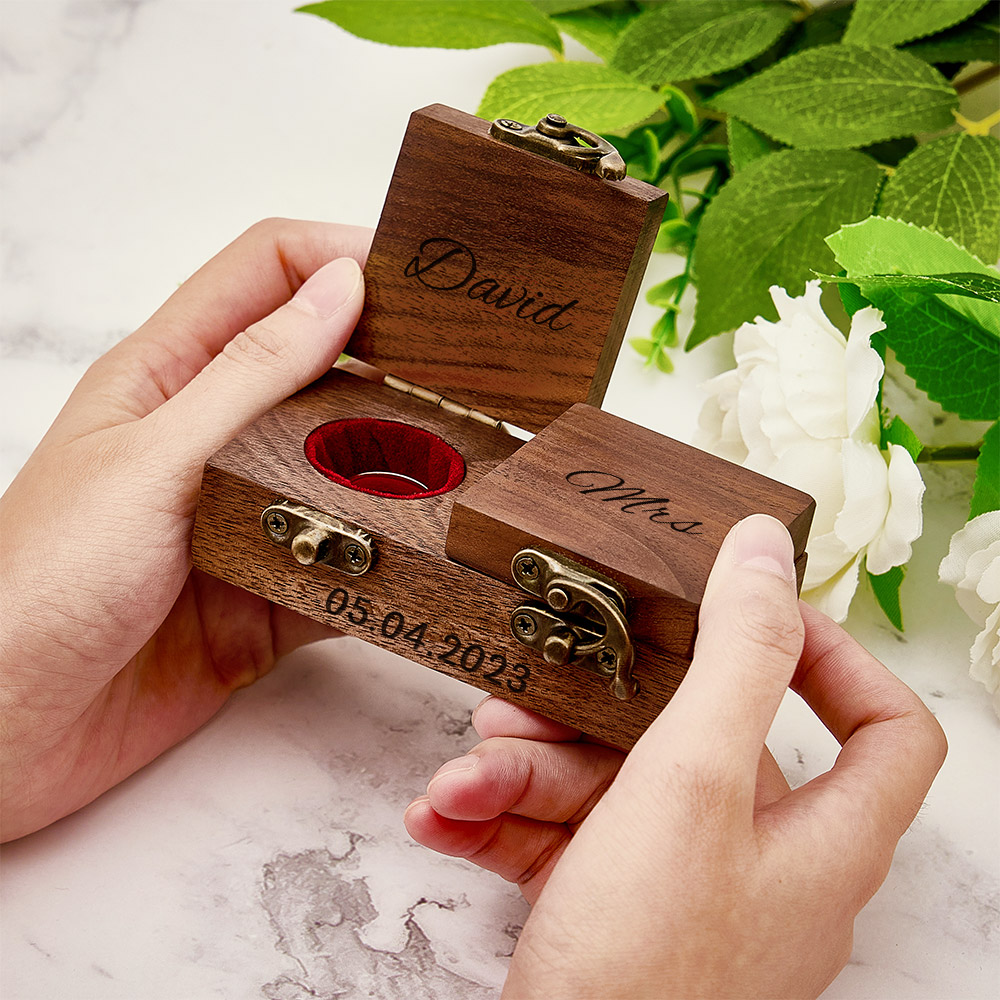 Custom Double Ring Boxes Personalized Wood Ring Bearer Box - MadeMine ...
