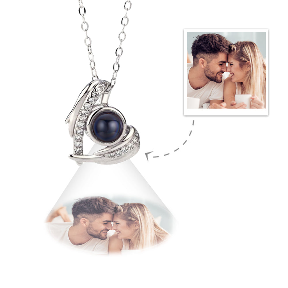 Custom Projection Photo Necklace Feather Angel Wings Necklace ...