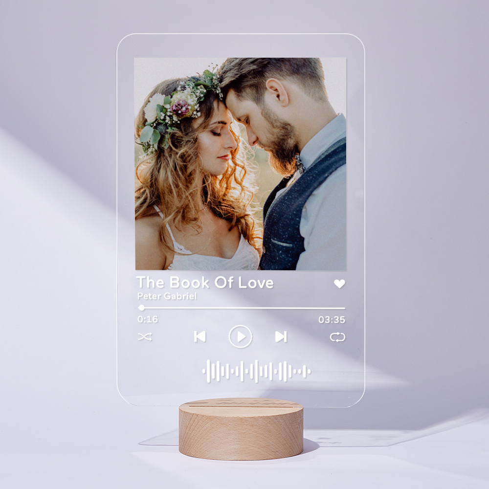 Custom Acrylic Plaque Music Code Album Cover with Wooden Base 8*12 ...
