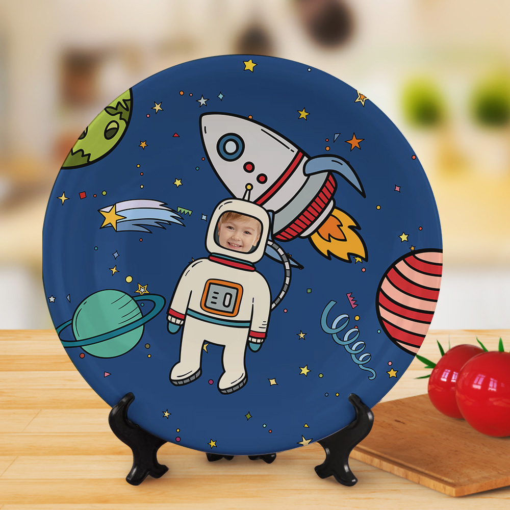 Universe Planet Plates Custom Face Astronaut Dinner Plates For Kids ...