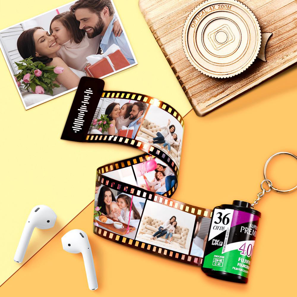 Personalized Scannable Code Photo Film Roll Keychain Green - MadeMine ...