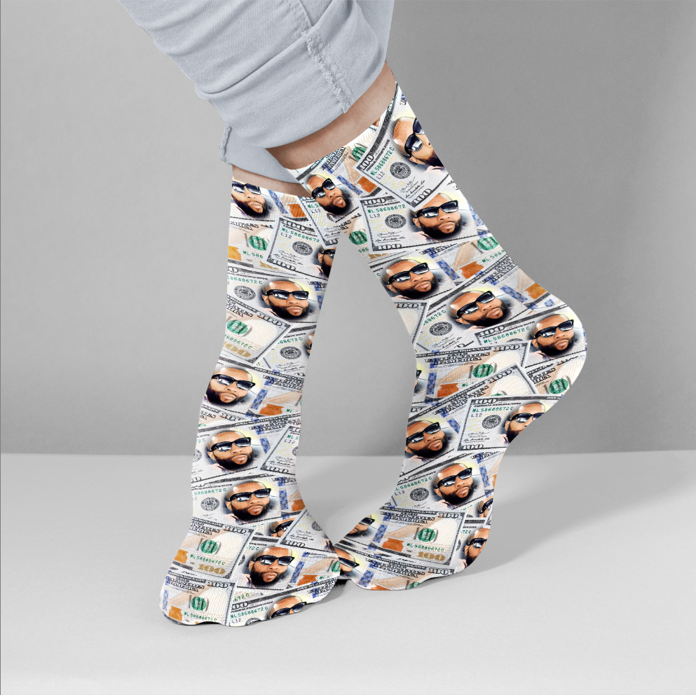 Custom Face Dollar Socks for Men and Women - MadeMine Custom Drop Shipping