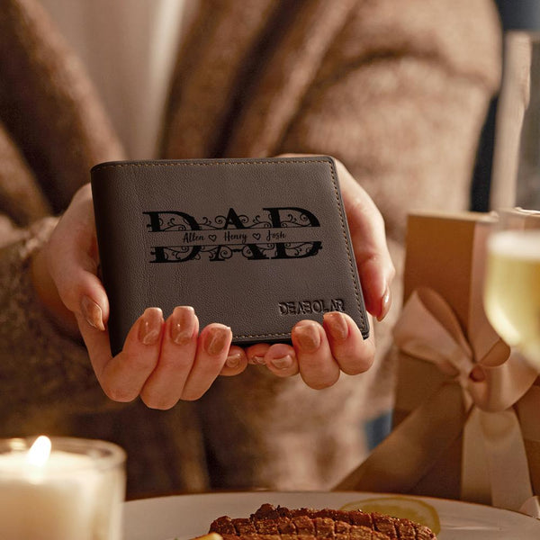 Personalized Dad Name Wallet PU Leather Men Wallets For Father's Day ...
