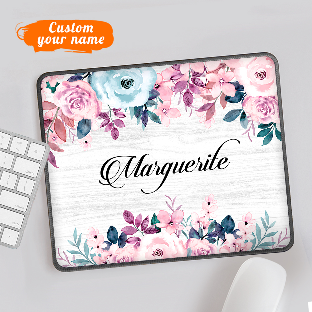 Custom Name Mouse Pads Colorful Floral Mousepad Office Decor - MadeMine ...