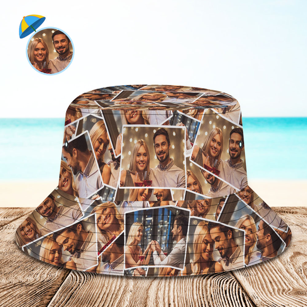Personalized Photo Bucket hats Summer Beach Sun Cap For Kids and Adults ...