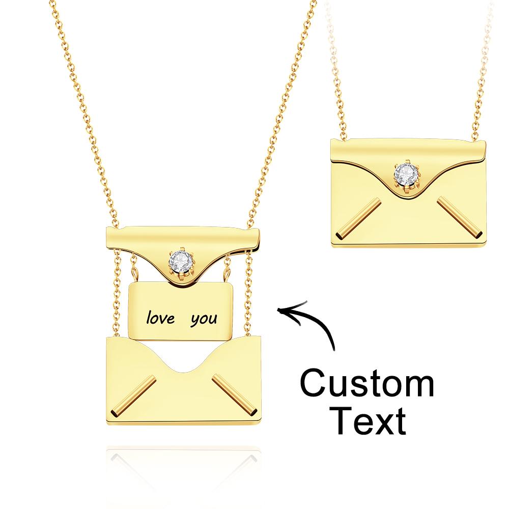 Custom Engraved Necklace Envelope Letter Secret Message Locket Jewelry ...