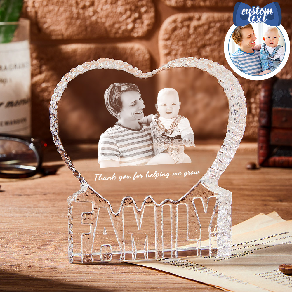 Personalized Heart Crystal Picture Frame 3D Crystal Fathers Day Gift ...