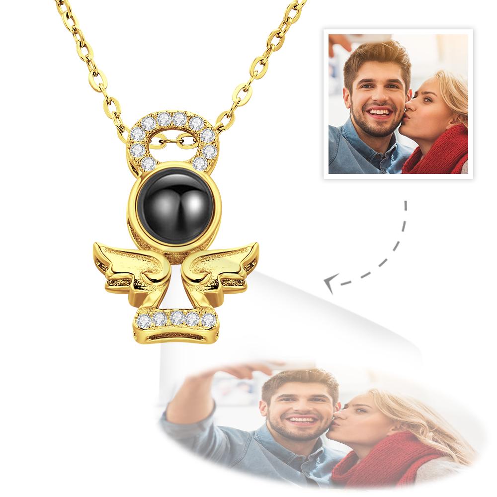 Personalized Guardian Angel Color Photo Projection Necklace - MadeMine ...