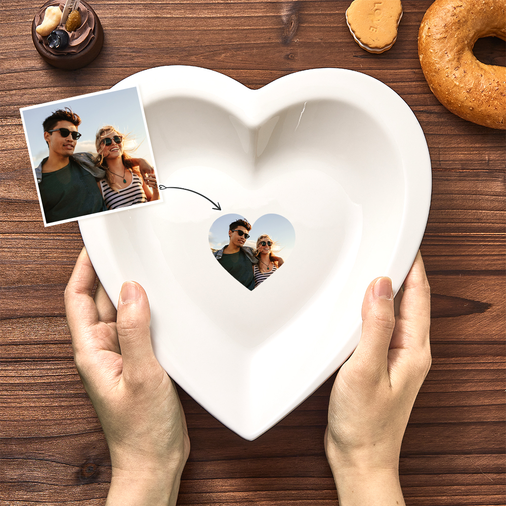Personalized Heart Shaped Plate Ceramics Dinner Plate with Picture ...