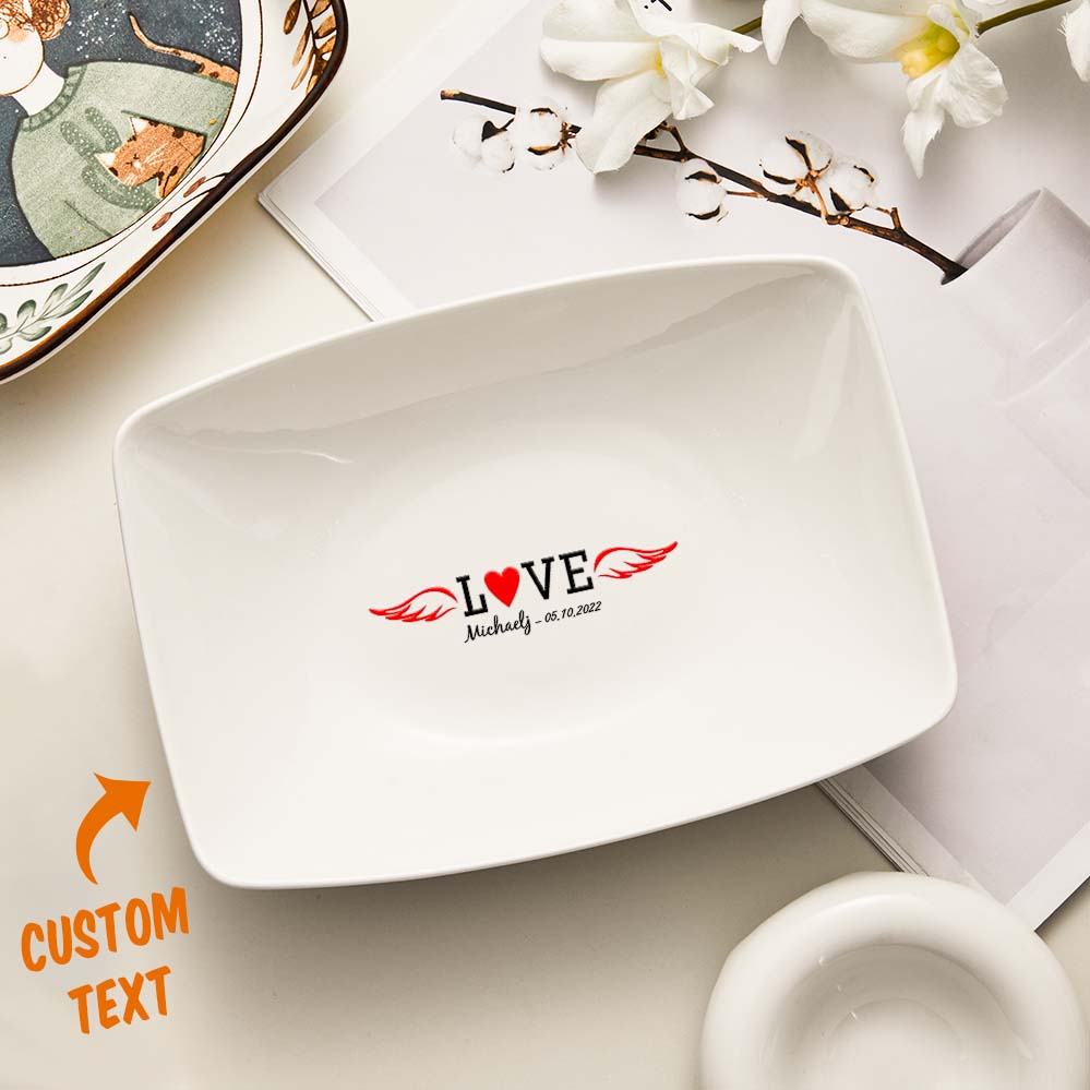 Custom Name Platters LOVE Heart Personalized Engraved Tableware Plate ...