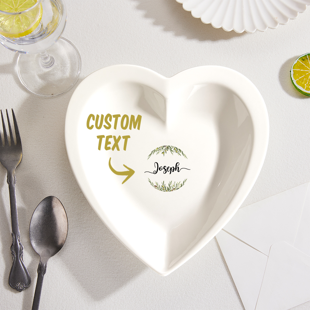 Custom Name Heart Shaped Plate Personalized Ceramics Dinner Plate ...