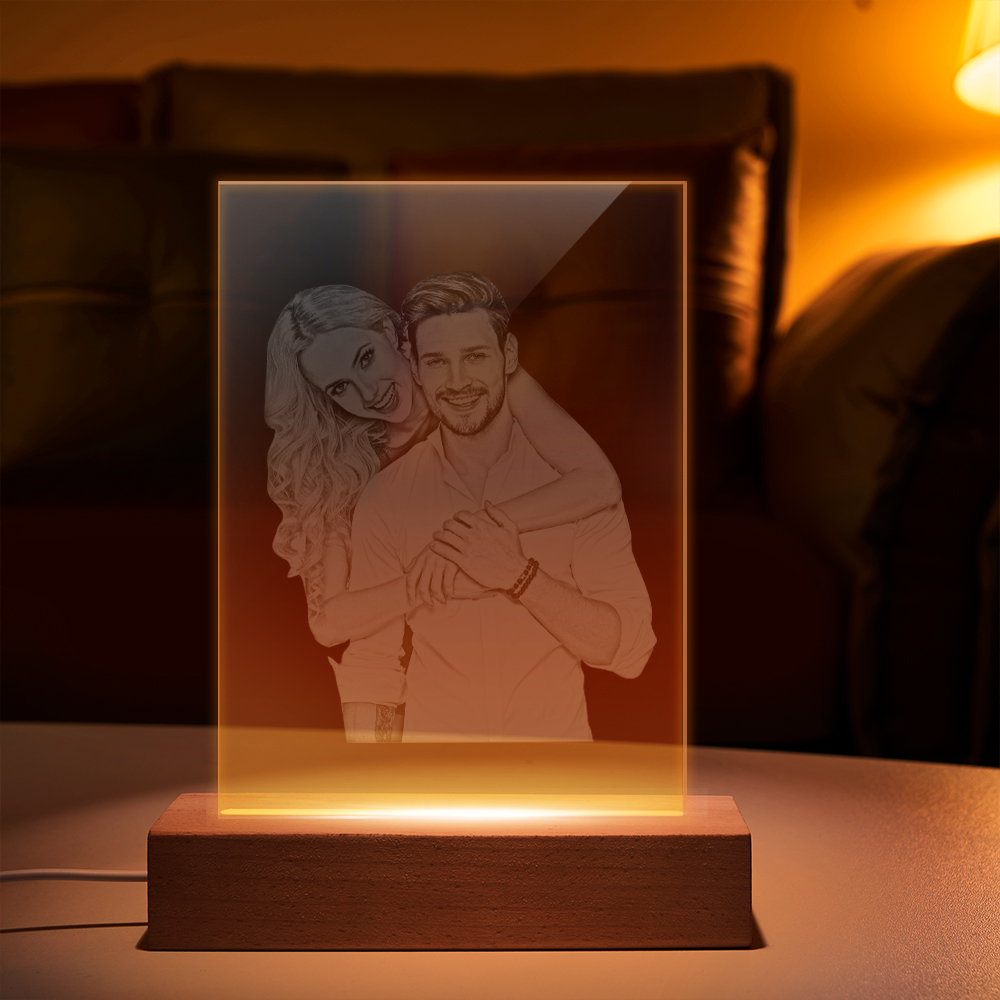 Custom Photo 2D Lamp Personalized Glass Led Night Light for Wedding ...