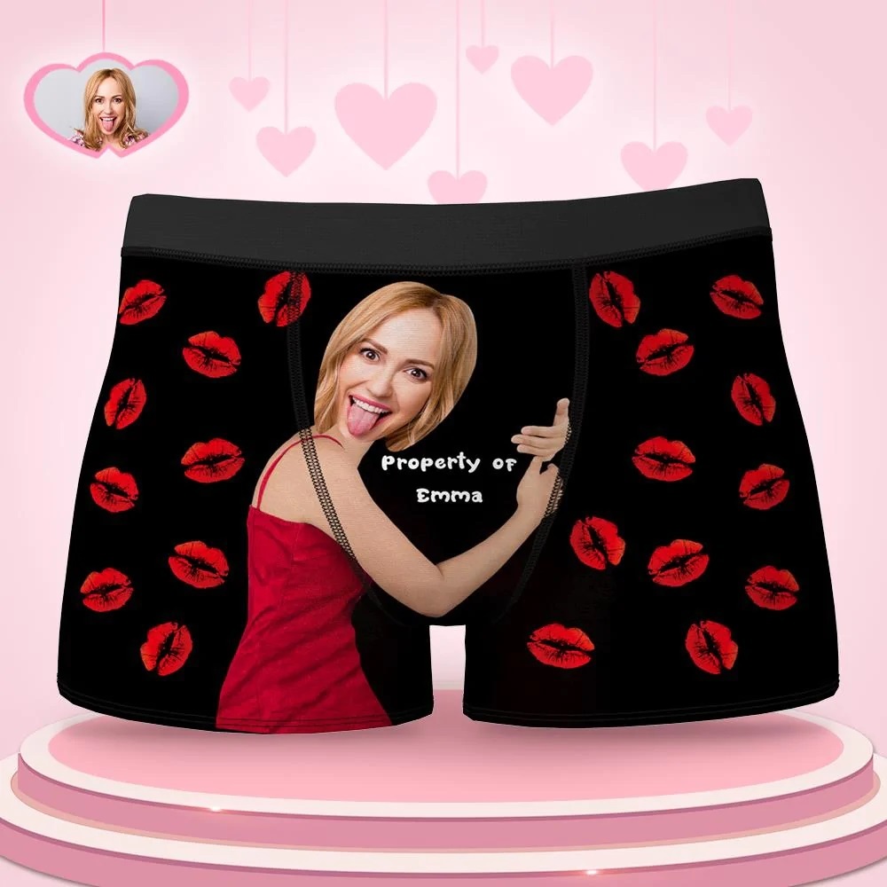 Custom Sexy Red Lips Boxer Brief with Face and Name - MadeMine Custom ...