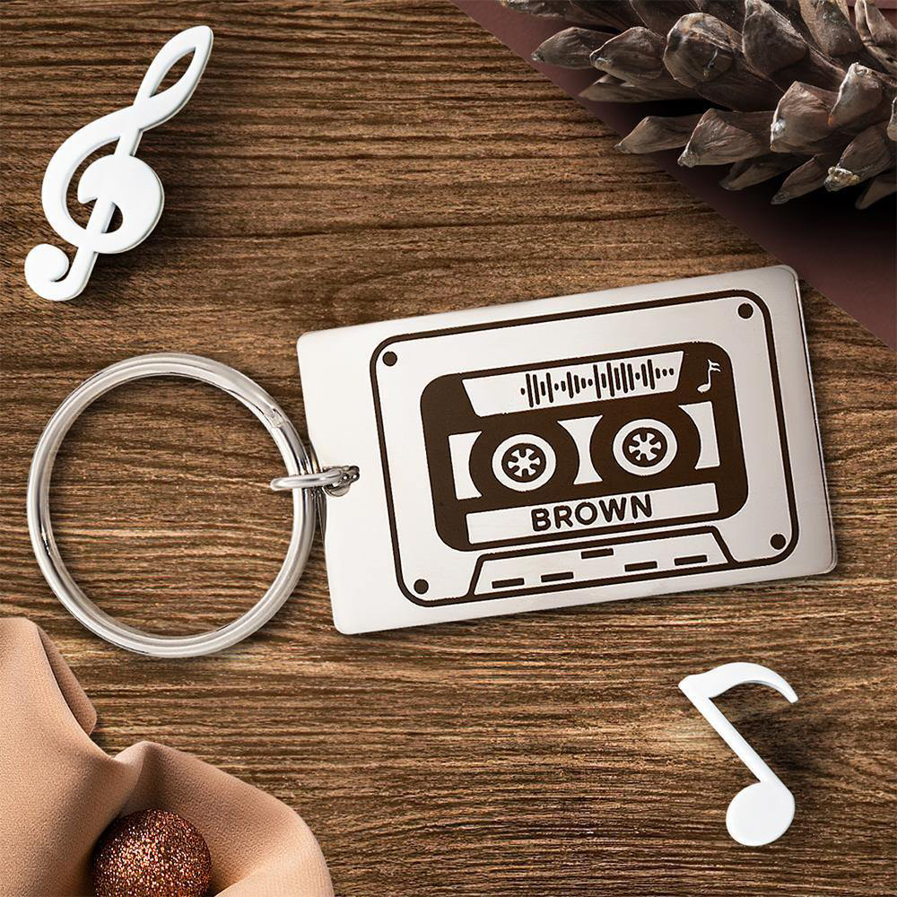Custom Engraved Scannabled Music Code Cassette Keychain - MadeMine ...