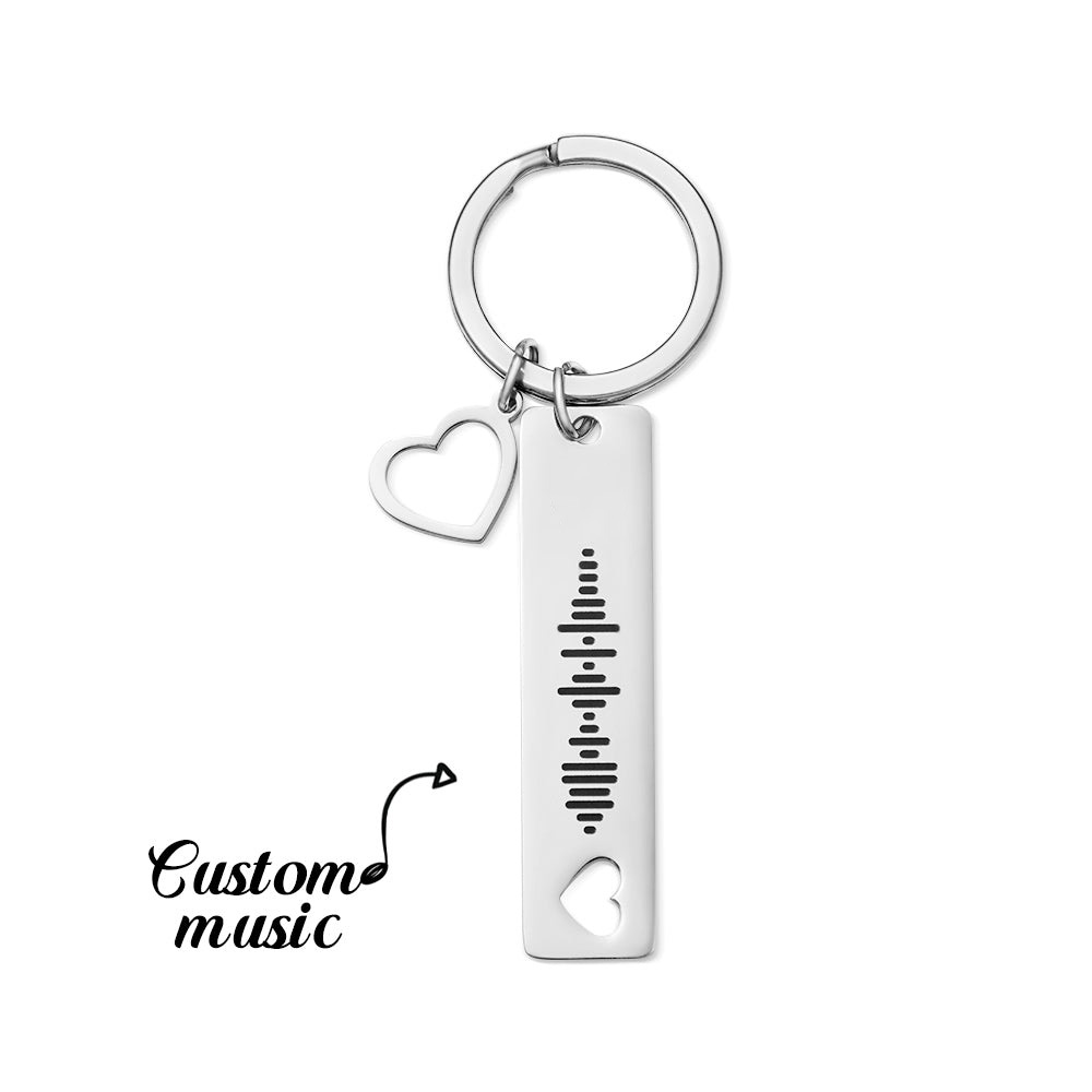 Personalized Scannable Music Code Keychain with Heart Pendant ...
