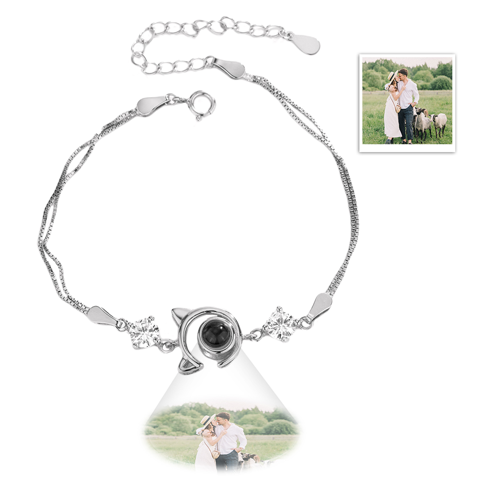 Personalized Cat Pendant Picture Projection Bracelet 925 Sterling ...