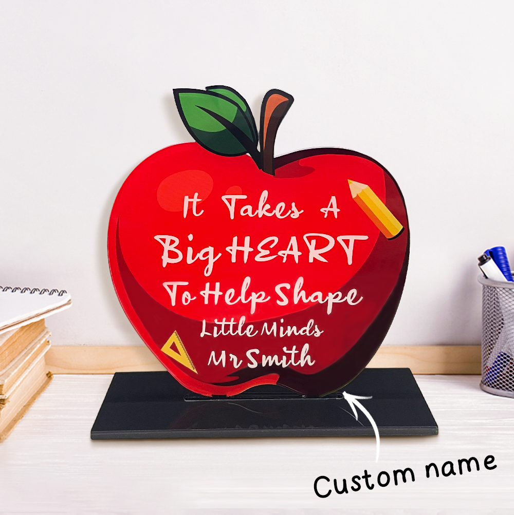 Custom Apple Teacher Desk Sign Teacher Appreciation Acrylic Plaque ...
