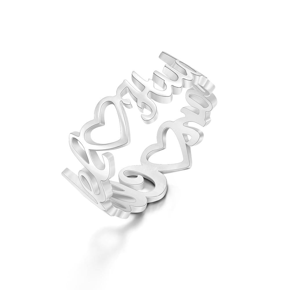 Custom Heart-Shaped Double Names Ring for Women - MadeMine Custom Drop ...