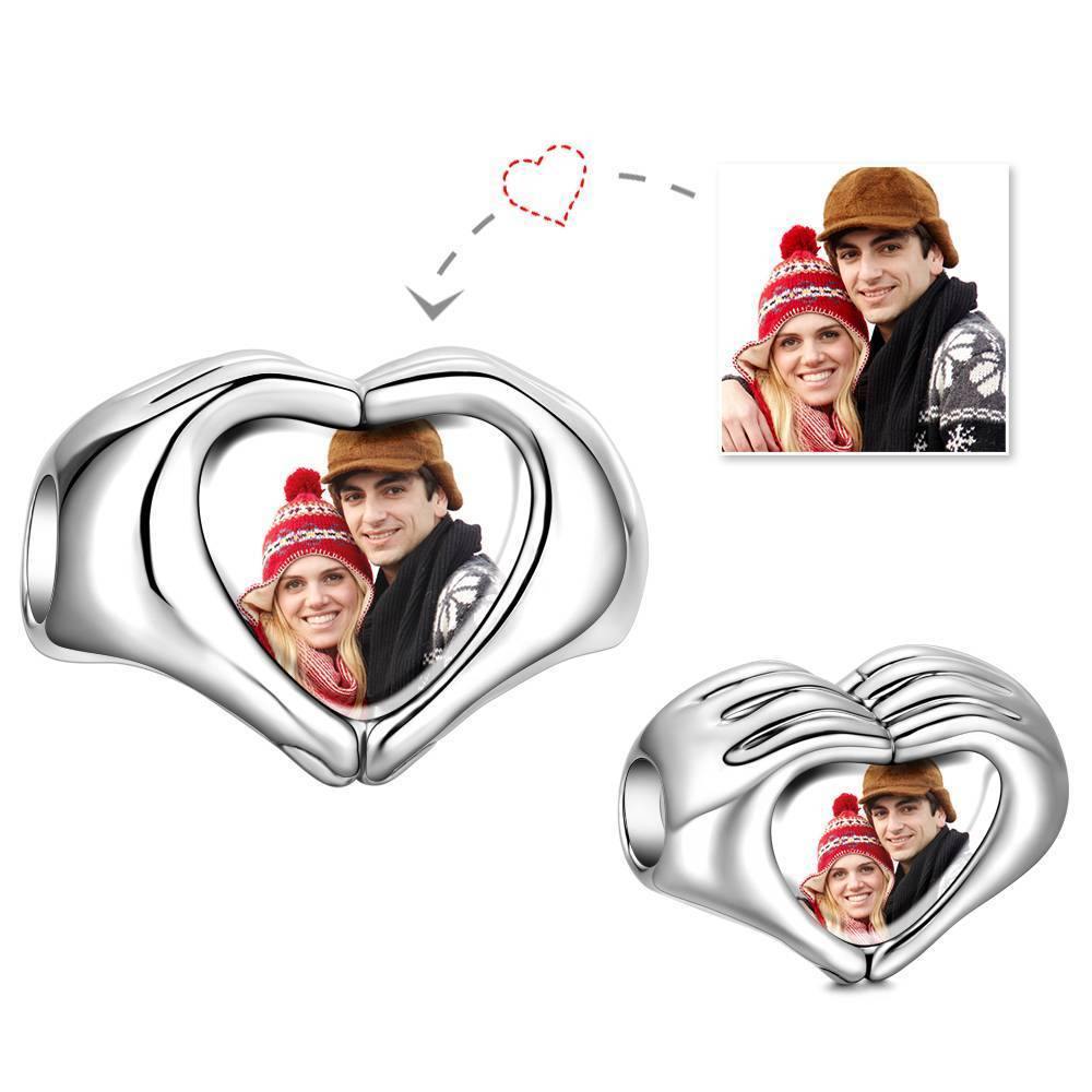 Custom Fingers Heart Photo Charm S925 Silver - MadeMine Custom Drop ... Custom Fingers Heart Photo Charm S925 Silver - MadeMine Custom Drop ...