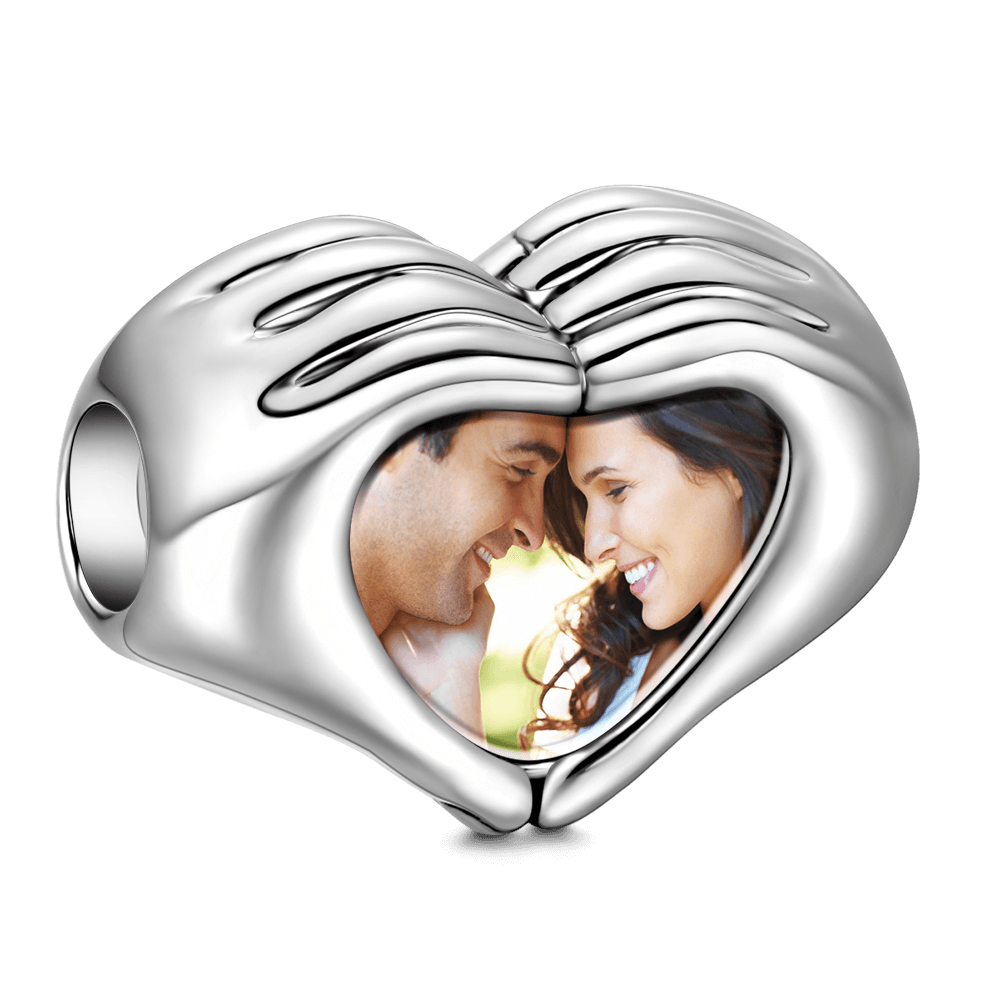 Custom Fingers Heart Photo Charm S925 Silver - MadeMine Custom Drop ... Custom Fingers Heart Photo Charm S925 Silver - MadeMine Custom Drop ...