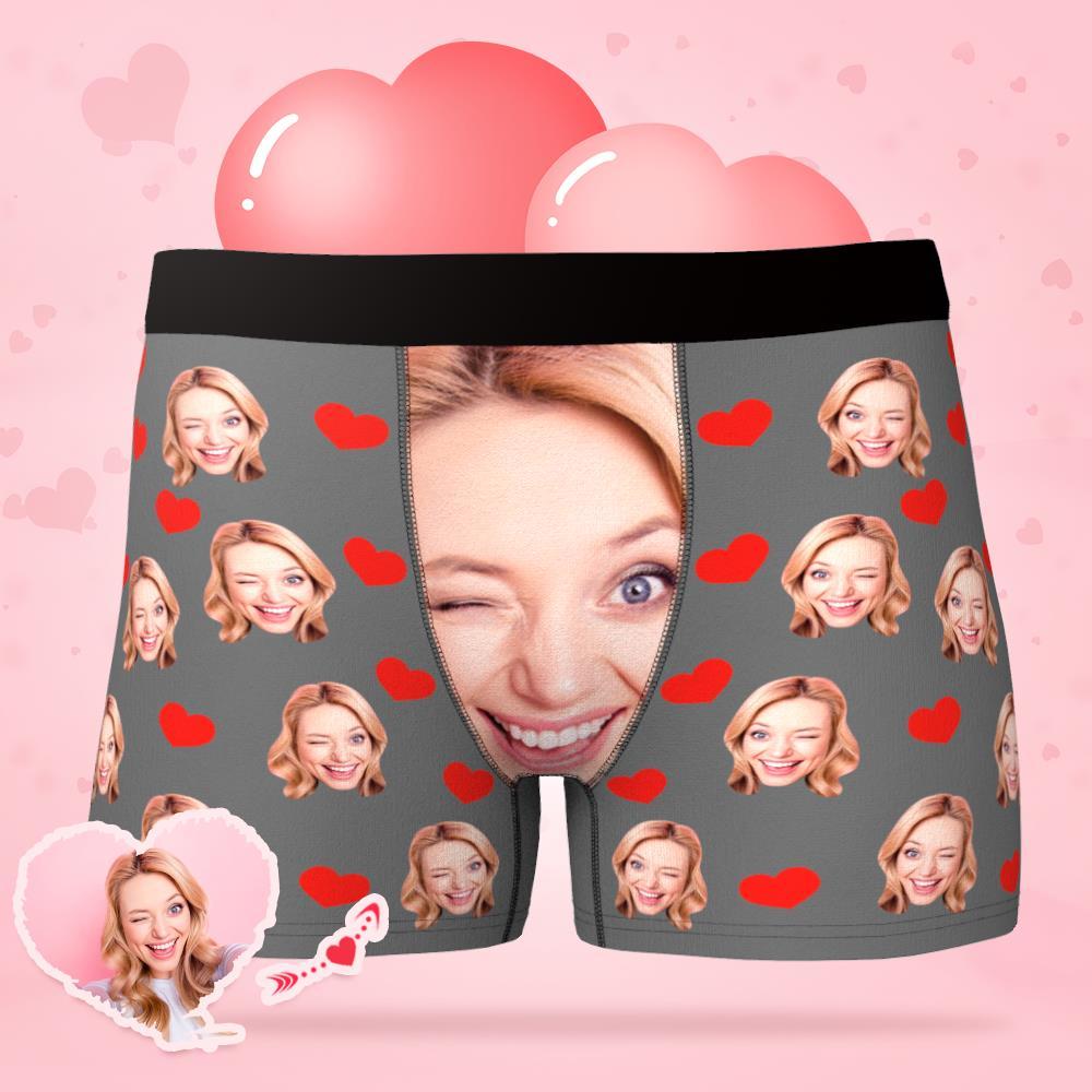 Custom Face Underwear Personalized Love Heart Photo Boxer Briefs ...