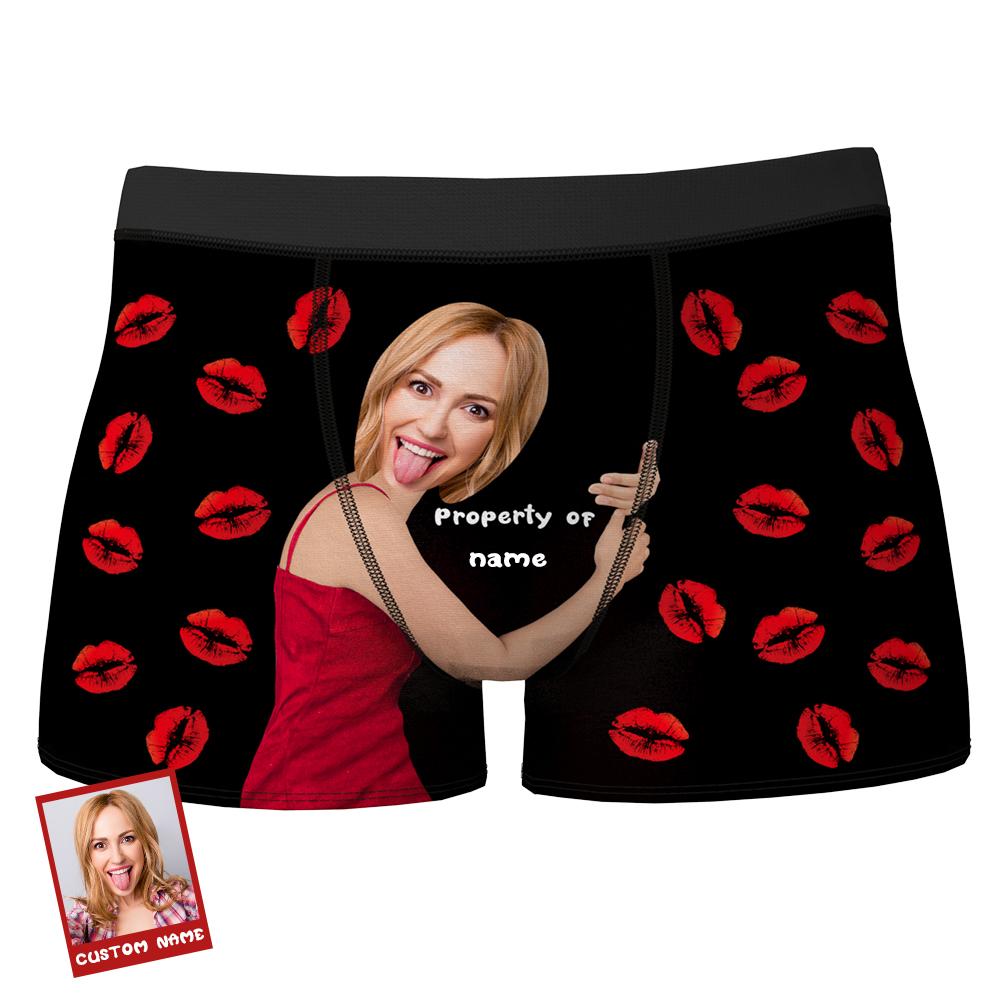 Custom Sexy Red Lips Boxer Brief with Face and Name - MadeMine Custom ...