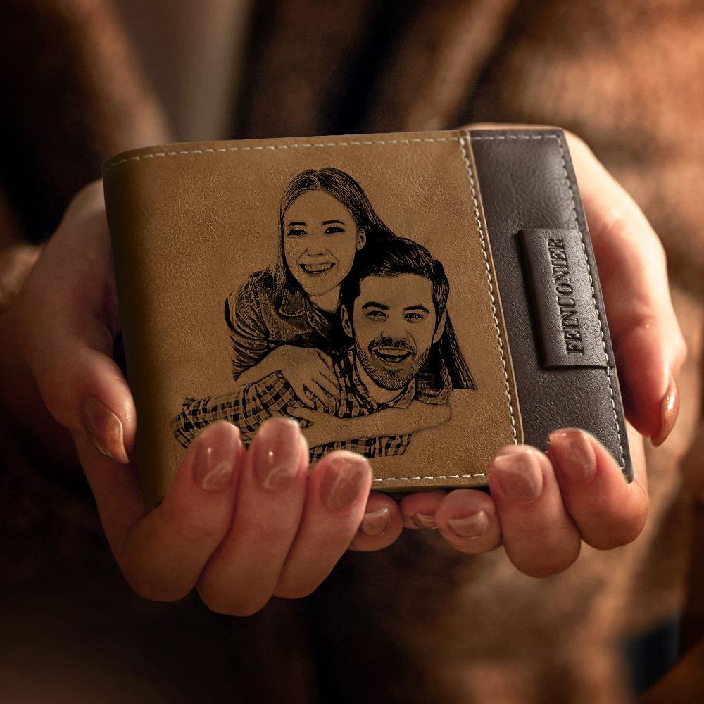 Custom Engraved Photo Wallet Antimagnetic Men's Bifold Wallets ...