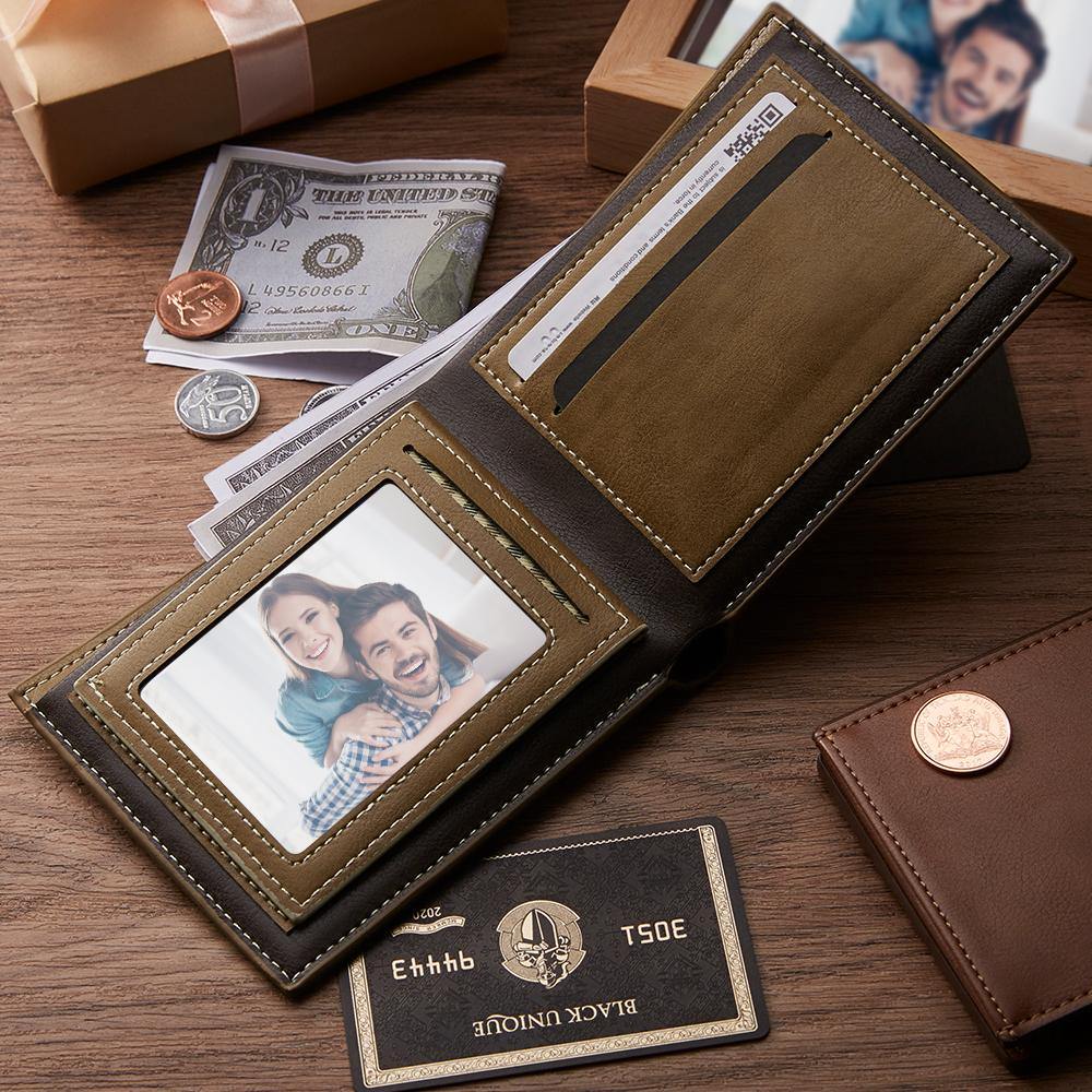 Custom Engraved Photo Wallet Antimagnetic Men's Bifold Wallets ...