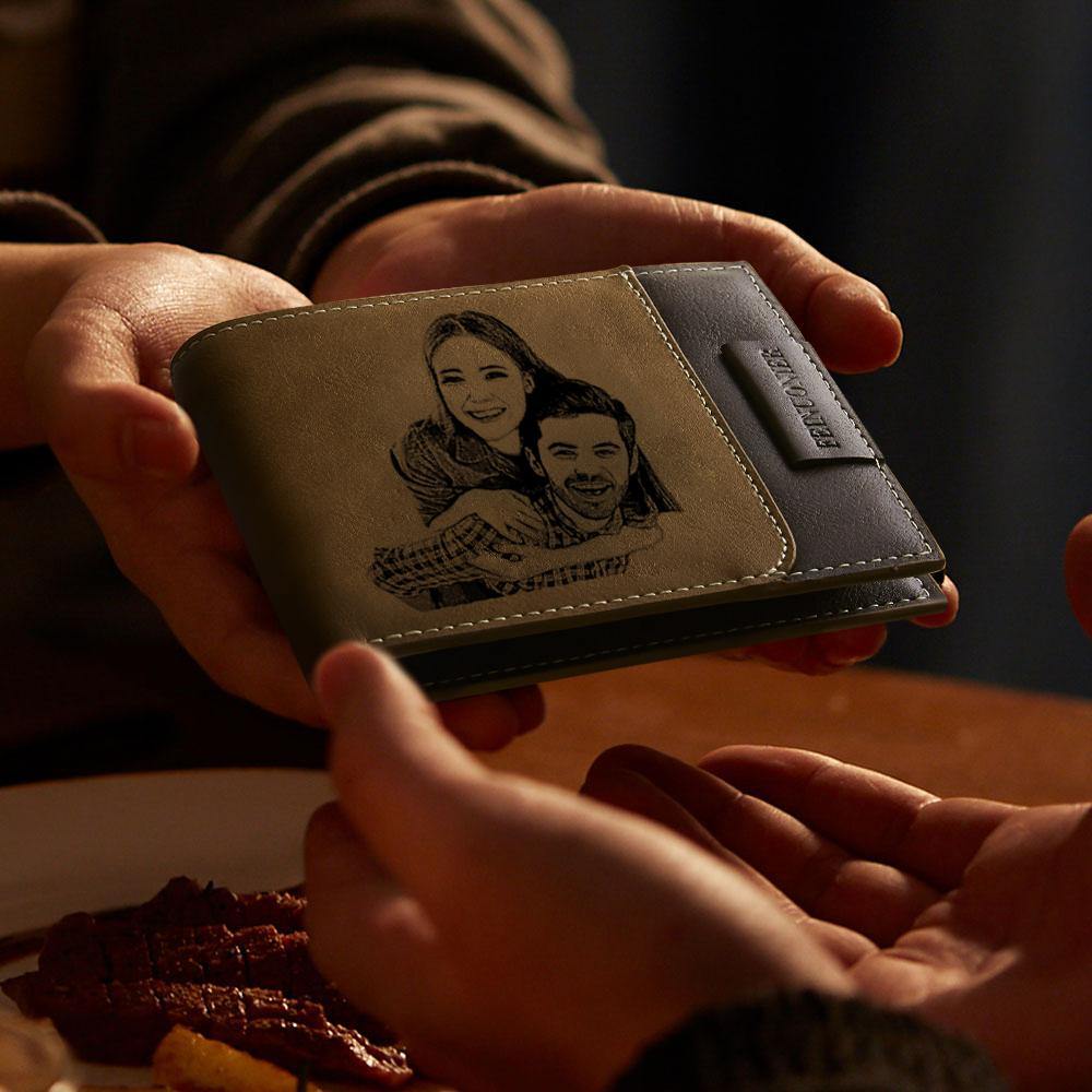 Custom Engraved Photo Wallet Antimagnetic Men's Bifold Wallets ...