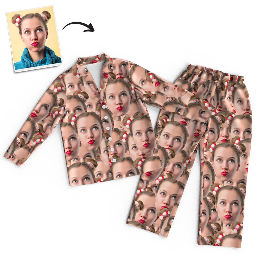 Custom Face Long Sleeve Unisex Pamajas Personalized Nightwear Sleepwear ...