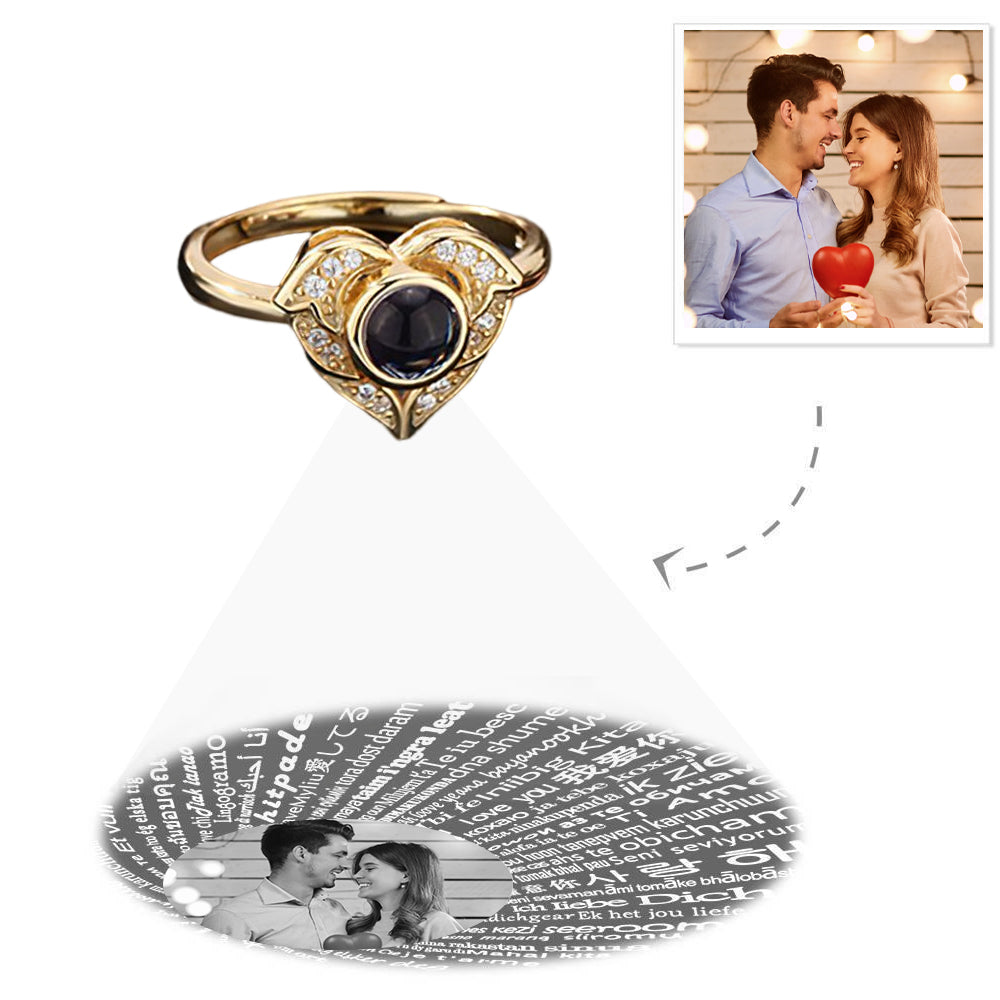 I Love You in 100 Languages Projection Ring Custom Photo Angel Wings ...