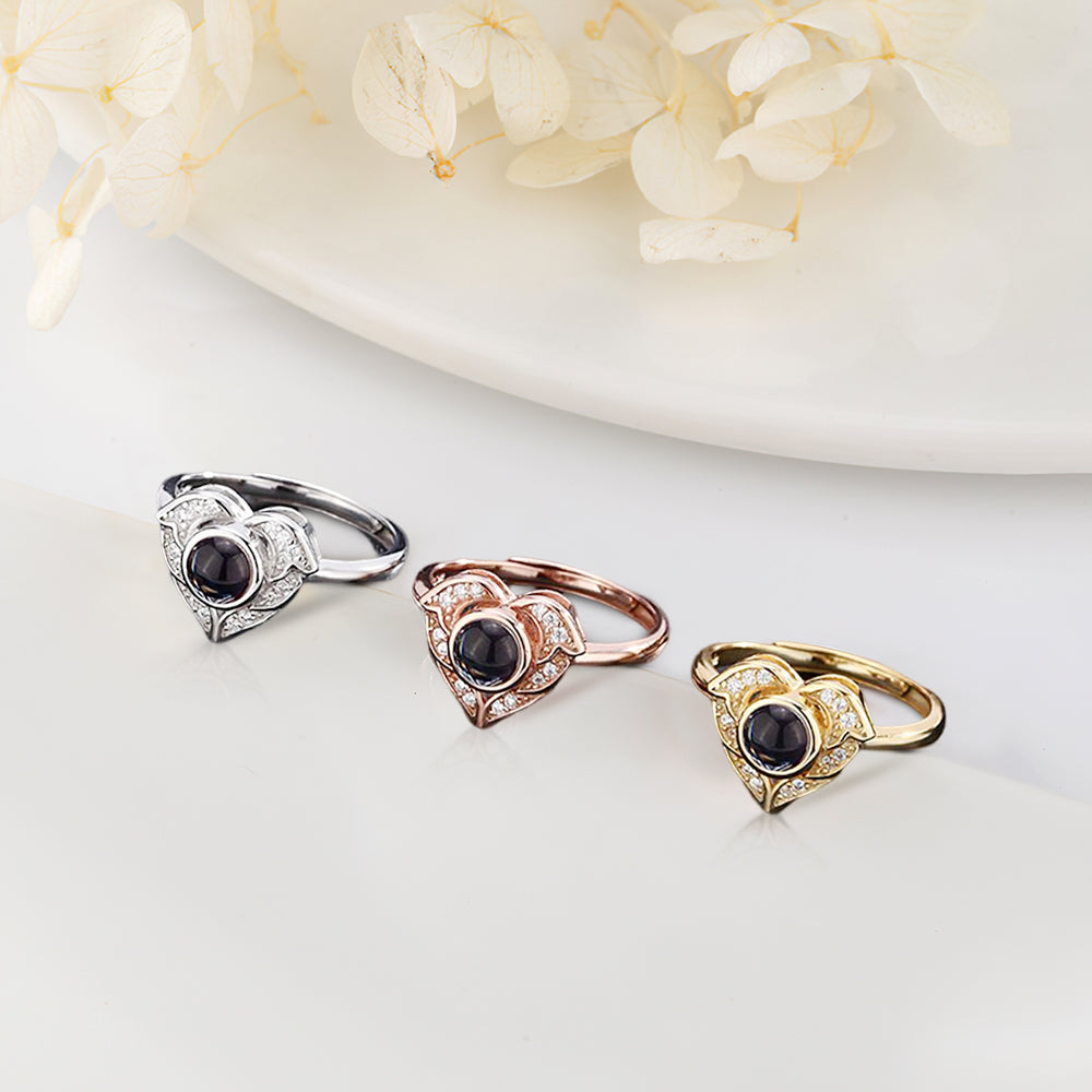 I Love You in 100 Languages Projection Ring Custom Photo Angel Wings ...