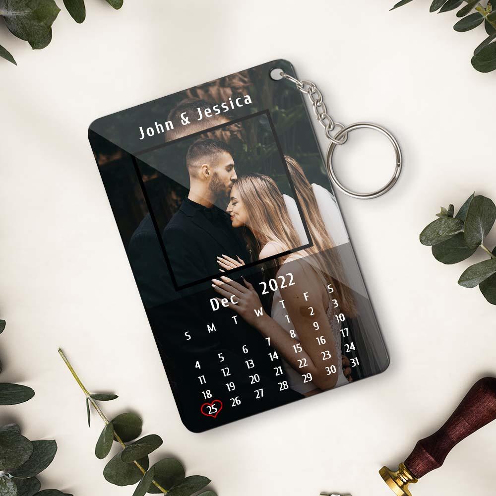 Custom Calendar Couples Key Ring Acrylic Keychain with Photo and Text ...