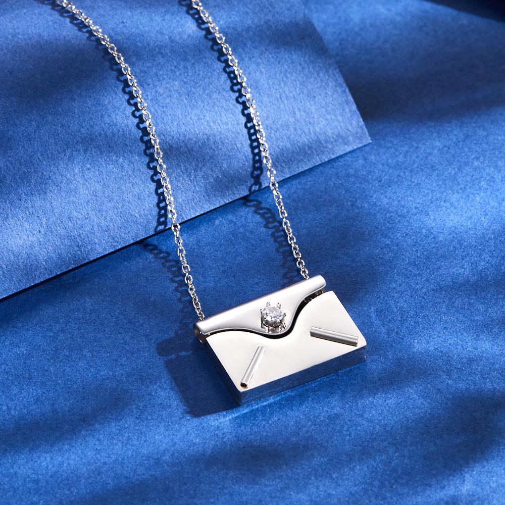 Custom Engraved Necklace Envelope Letter Secret Message Locket Jewelry ...