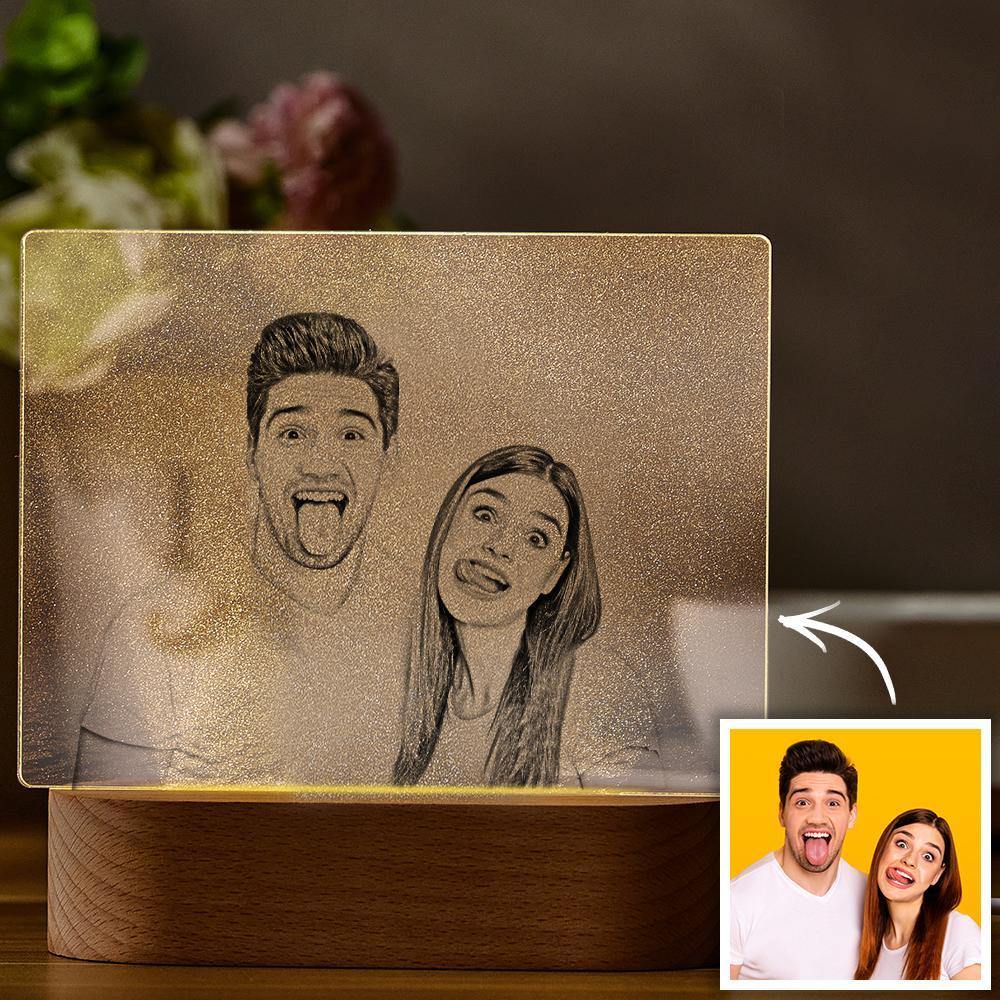 Personalized 2D Engraved Photo Night Light - MadeMine Custom Drop Shipping