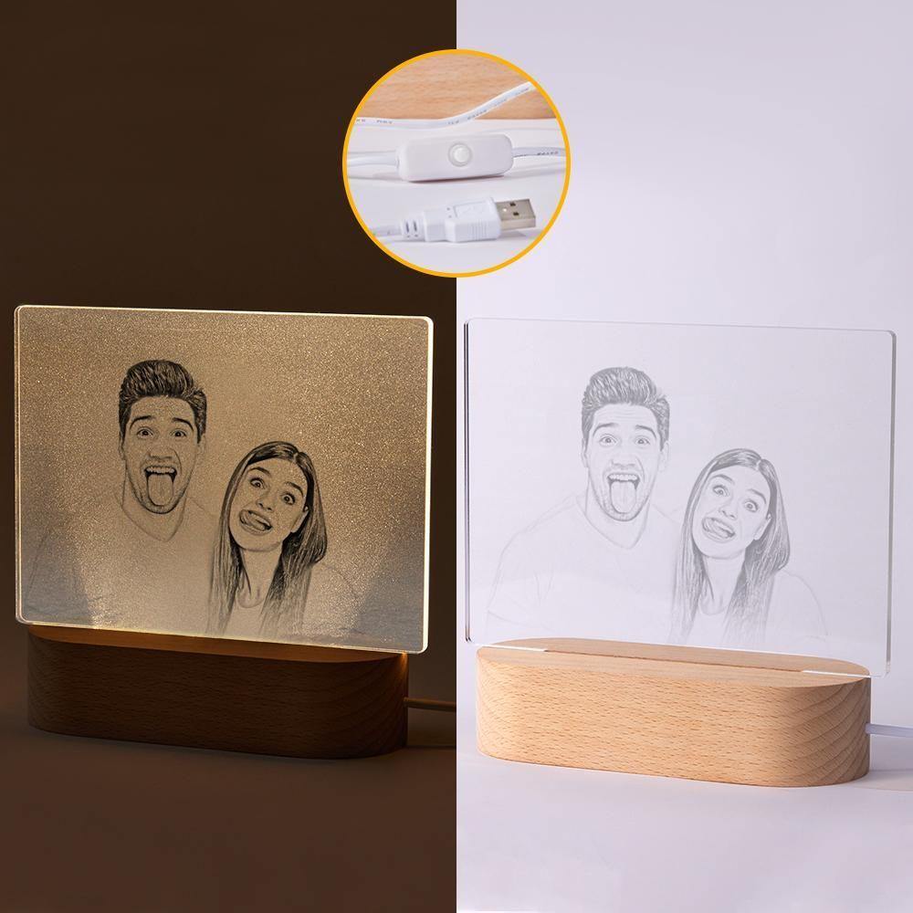 Personalized 2D Engraved Photo Night Light - MadeMine Custom Drop Shipping