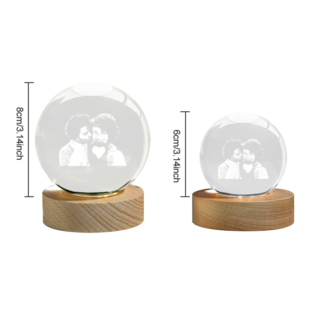 Personalized 2D Photo Crystal Ball Night Light - MadeMine Custom Drop ...