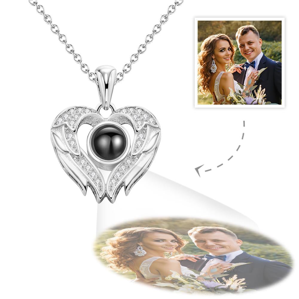 Personalized Angel Wings Photo Projection Necklace - MadeMine Custom ...
