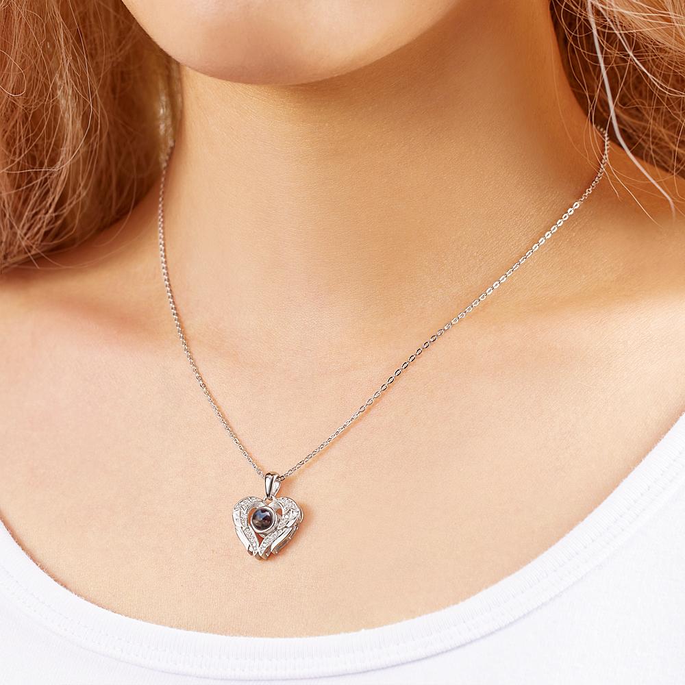 Personalized Angel Wings Photo Projection Necklace - MadeMine Custom ...