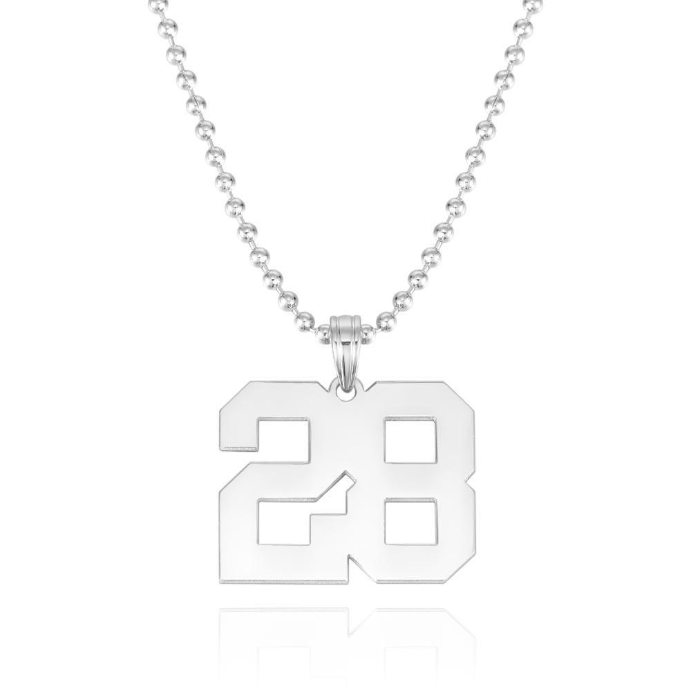 Custom Number Pendant Thick Chain Men's Necklace - MadeMine Custom Drop ...