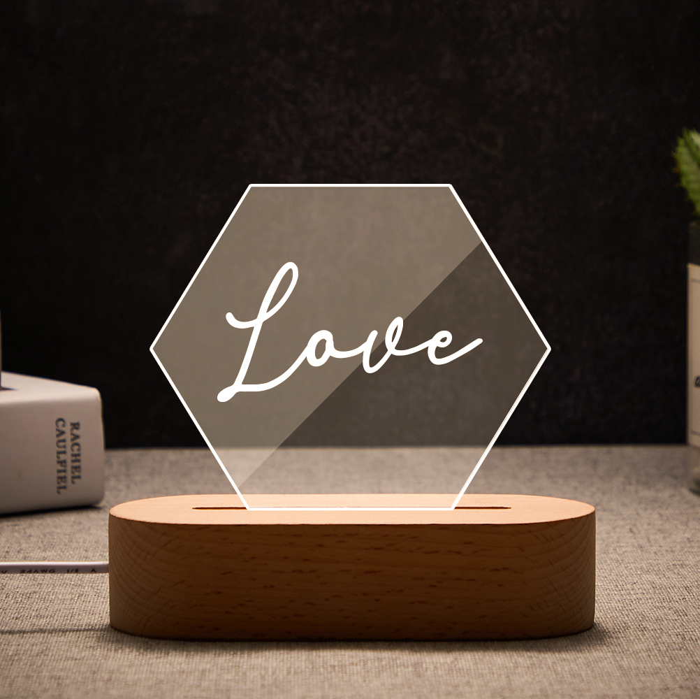 Personalized Hexagonal Acrylic Night Light with Name - MadeMine Custom ...