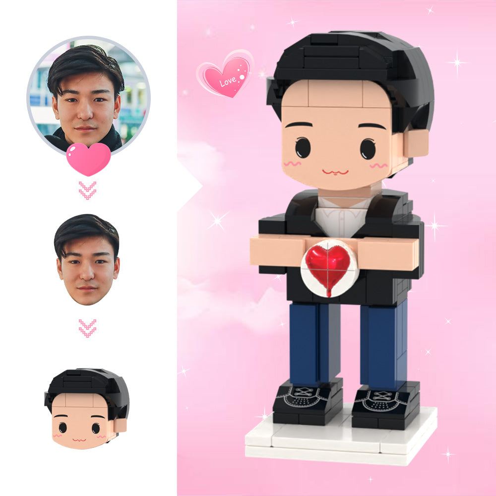 Custom Cute Head Brick Figures Man Show Love Brick Figures Personalized ...
