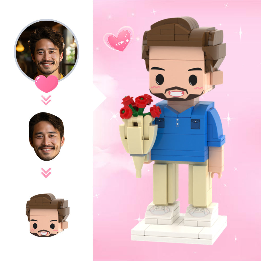 Custom Cute Head Brick Figures Personalized 1 People Brick Figures Man ...