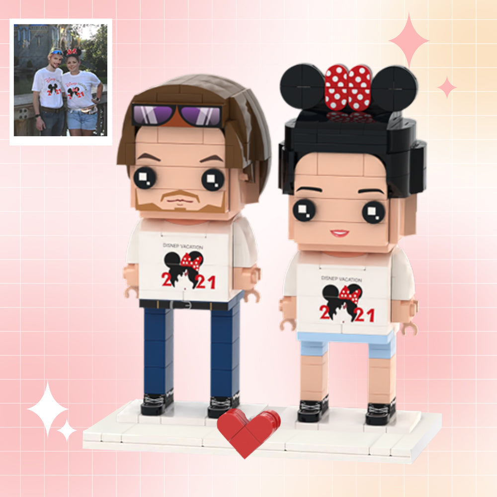 Customizable Fully Body 2 People Custom Brick Figures Traveling Couples ...